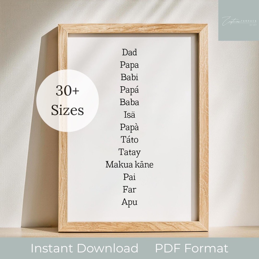 Dad Different Languages, Translation Wall Art, Father's Day Gift - Etsy