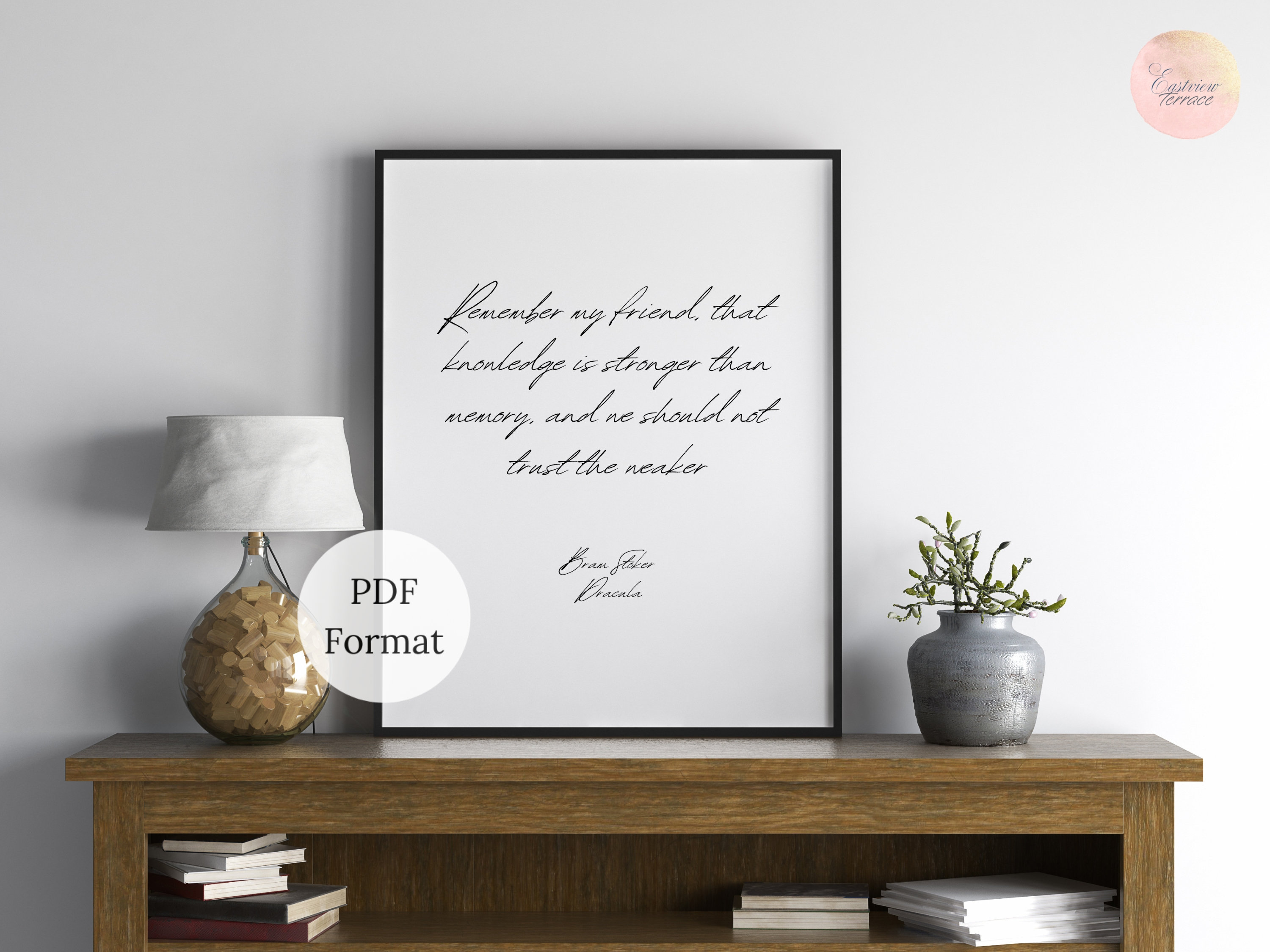 Dracula Digital Print, Bram Stoker Wall Art, Classic Literature Quote ...