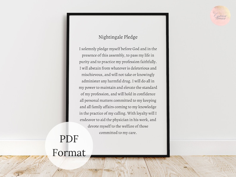 Nightingale Pledge Digital Print, Nursing School Graduation Gift, Nurse ...