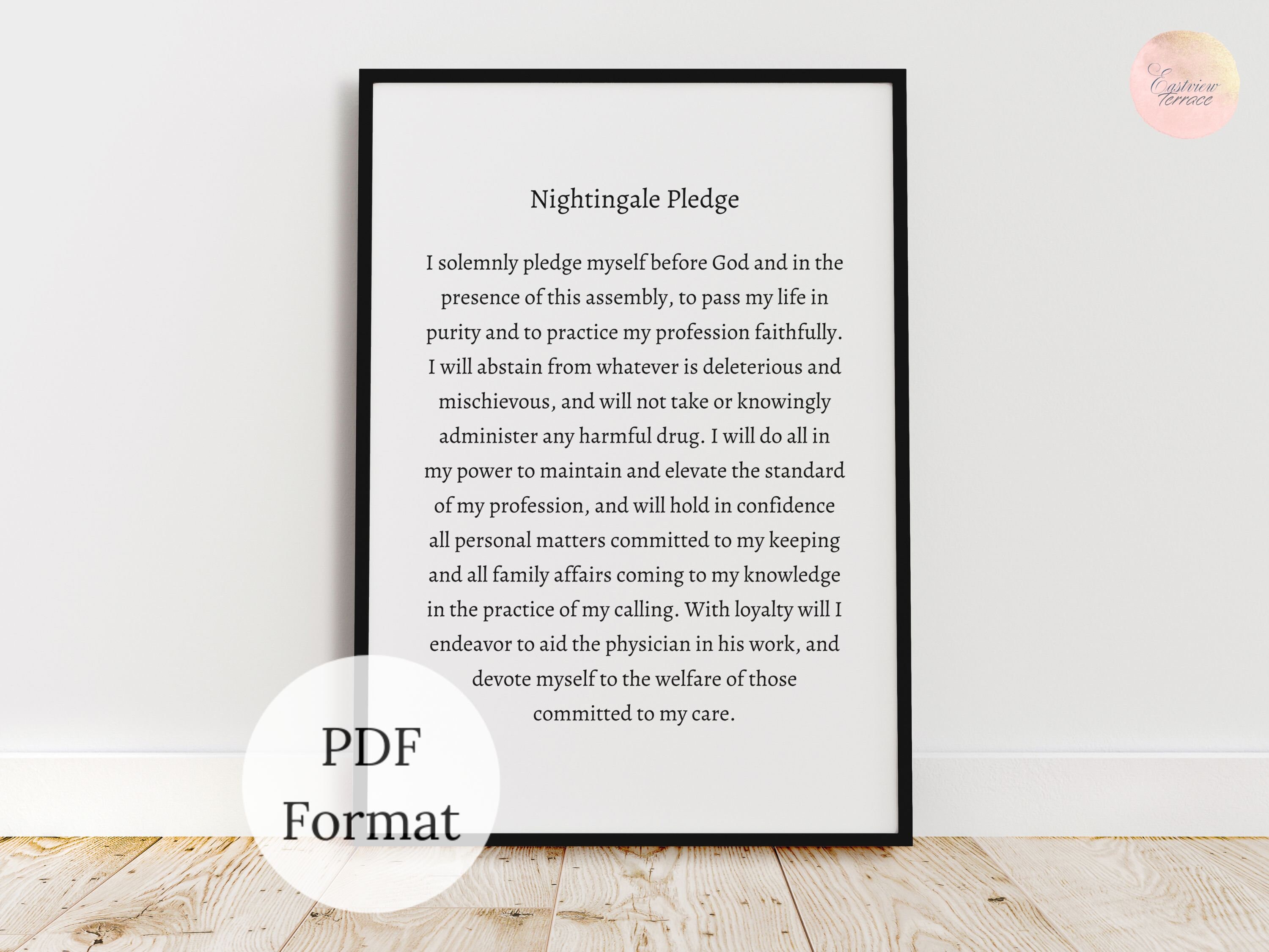 Nightingale Pledge Digital Print, Nursing School Graduation Gift, Nurse ...