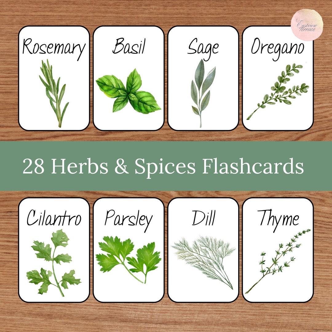 Herbs and Spices Flashcards, Montessori 3 Part Cards, Preschool ...