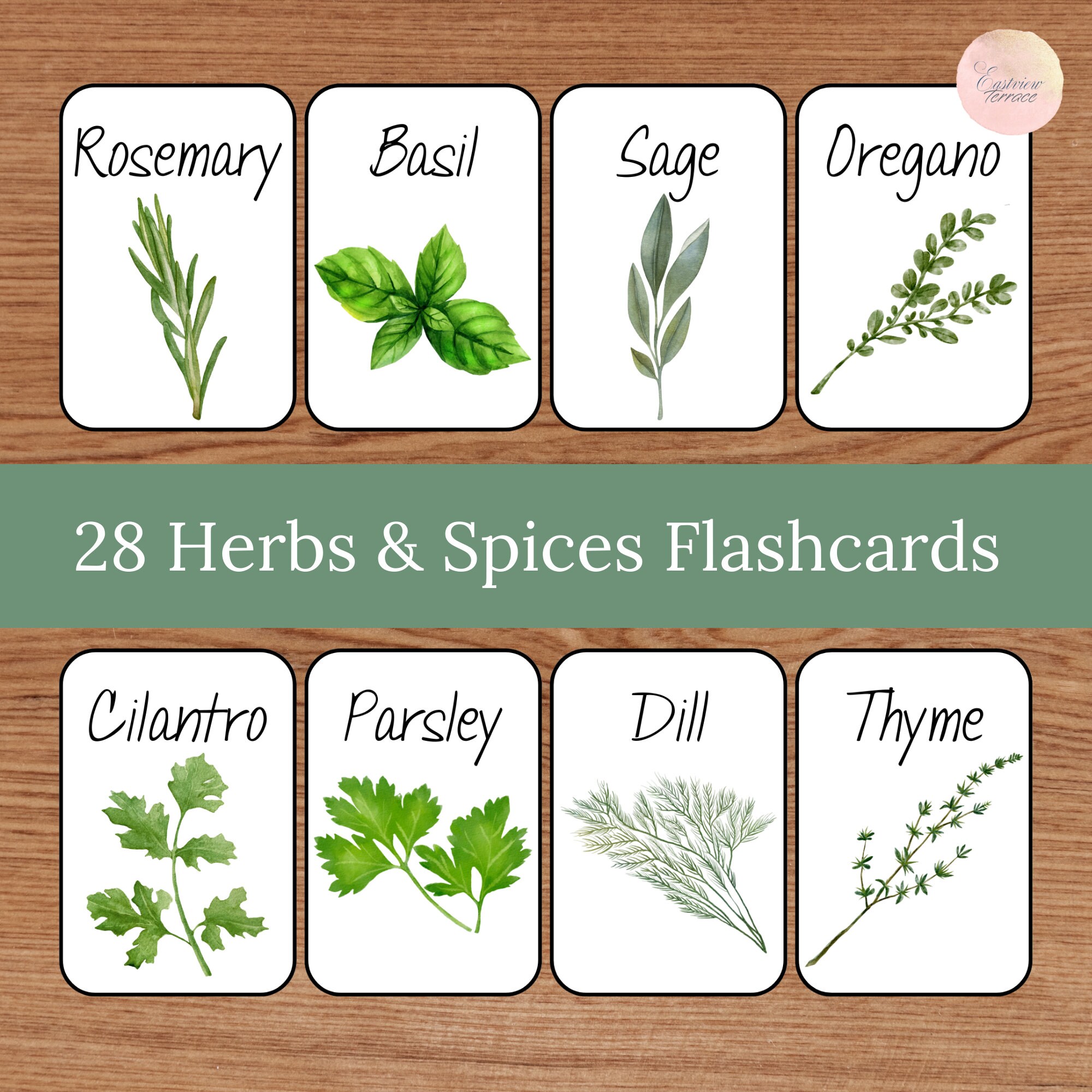 Herbs and Spices Flashcards, Montessori 3 Part Cards, Preschool ...