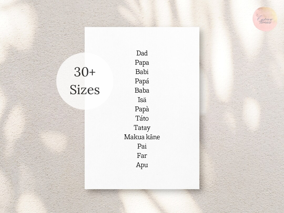 Dad Different Languages, Translation Wall Art, Father's Day Gift - Etsy