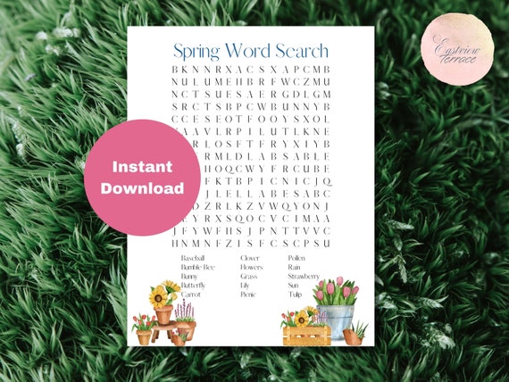 Spring Word Search Printable Kids Activity Page Party Favor - Etsy