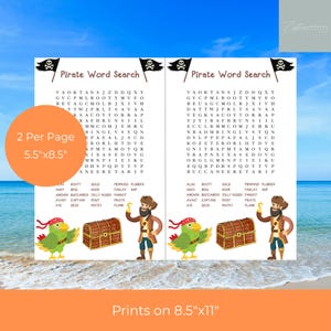 Pirate Word Search Printable, Kids Activity Page, Party Favor, Party ...
