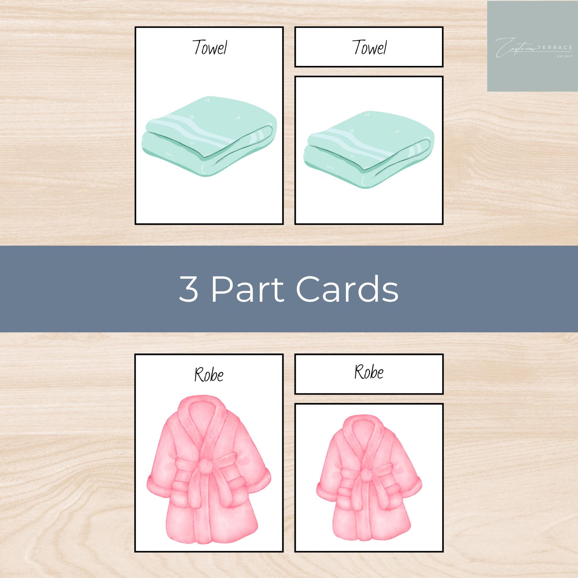 Toiletries Flashcards, Montessori 3 Part Cards, Preschool Printable - Etsy