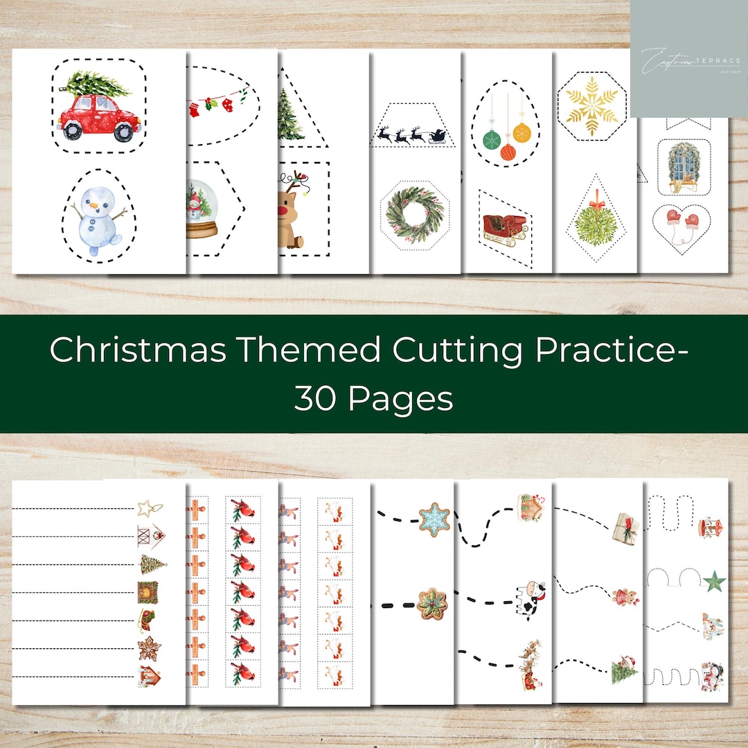 Christmas Cutting Practice, Preschool Motor Skills With Shapes, Lines ...