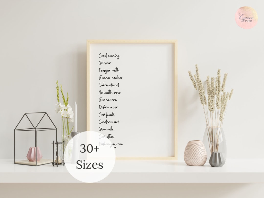 Good Evening Different Languages, Translation Wall Art - Etsy