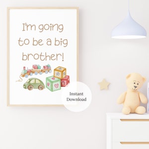 I'm Going to Be a Big Brother Digital Print, Baby Announcement Sign ...