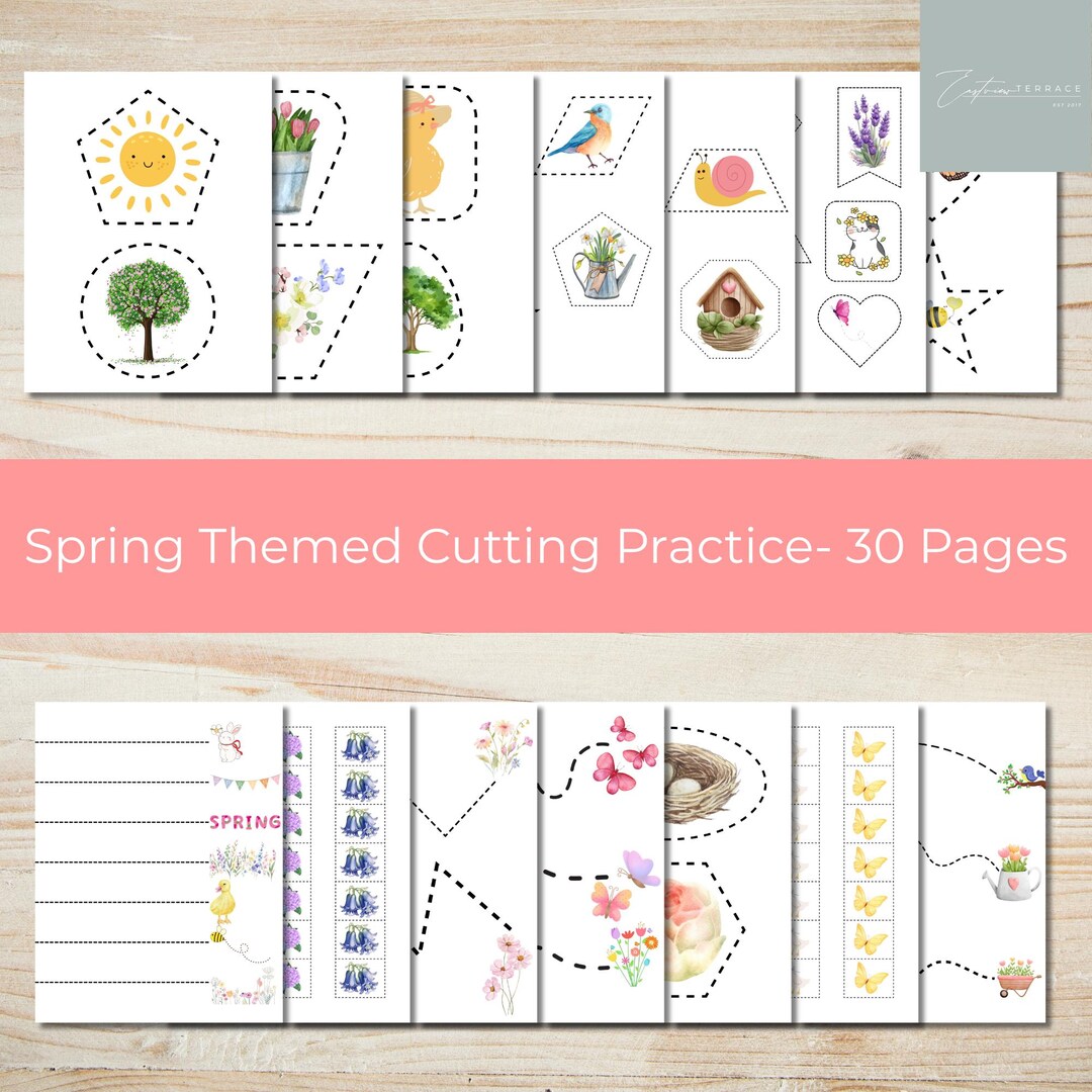 Spring Cutting Practice, Preschool Motor Skills With Shapes, Lines, and ...