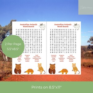 Australian Animals Word Search, Kids Party Game - Etsy