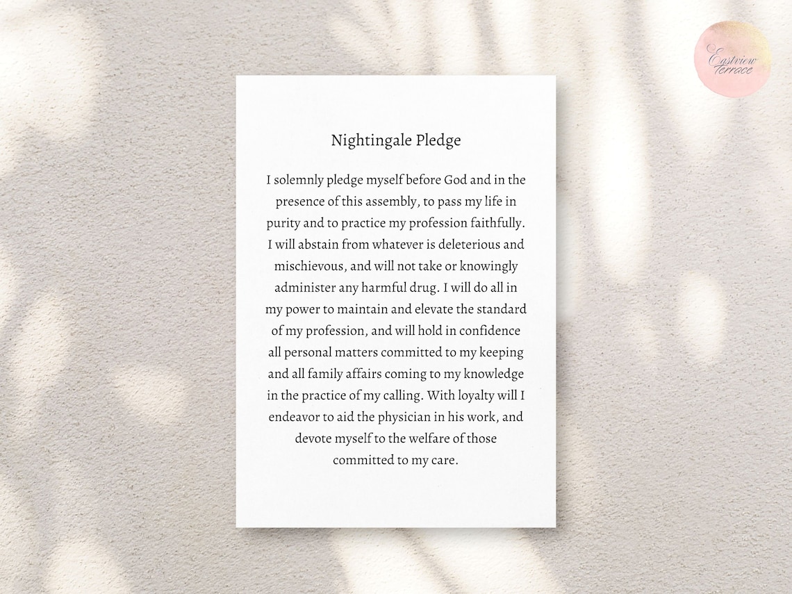 Nightingale Pledge Digital Print Nursing School Graduation - Etsy