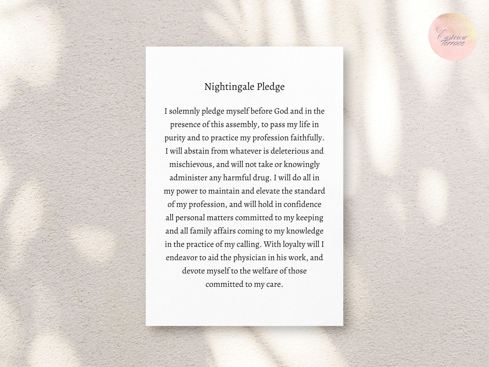 Nightingale Pledge Digital Print Nursing School Graduation - Etsy