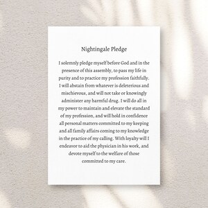 Nightingale Pledge Digital Print Nursing School Graduation - Etsy