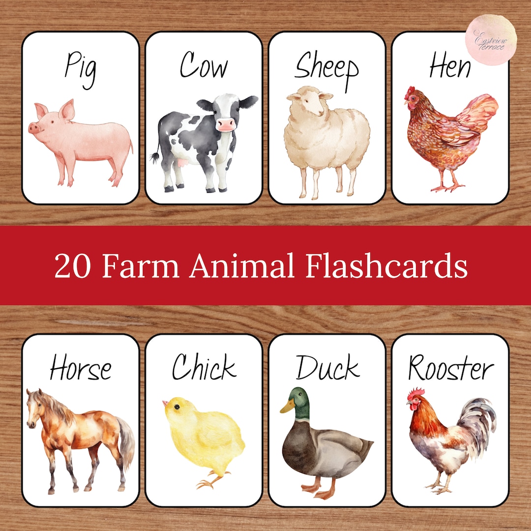 Farm Animal Flashcards, Animal Montessori 3 Part Cards, Preschool ...
