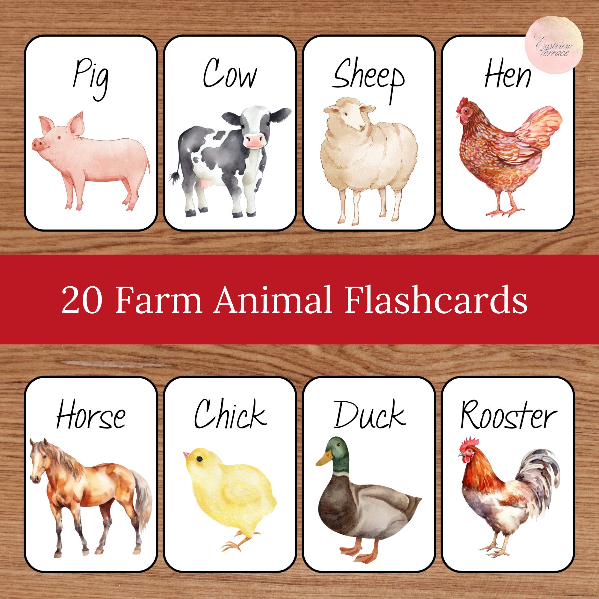 Farm Animal Flashcards, Animal Montessori 3 Part Cards, Preschool ...