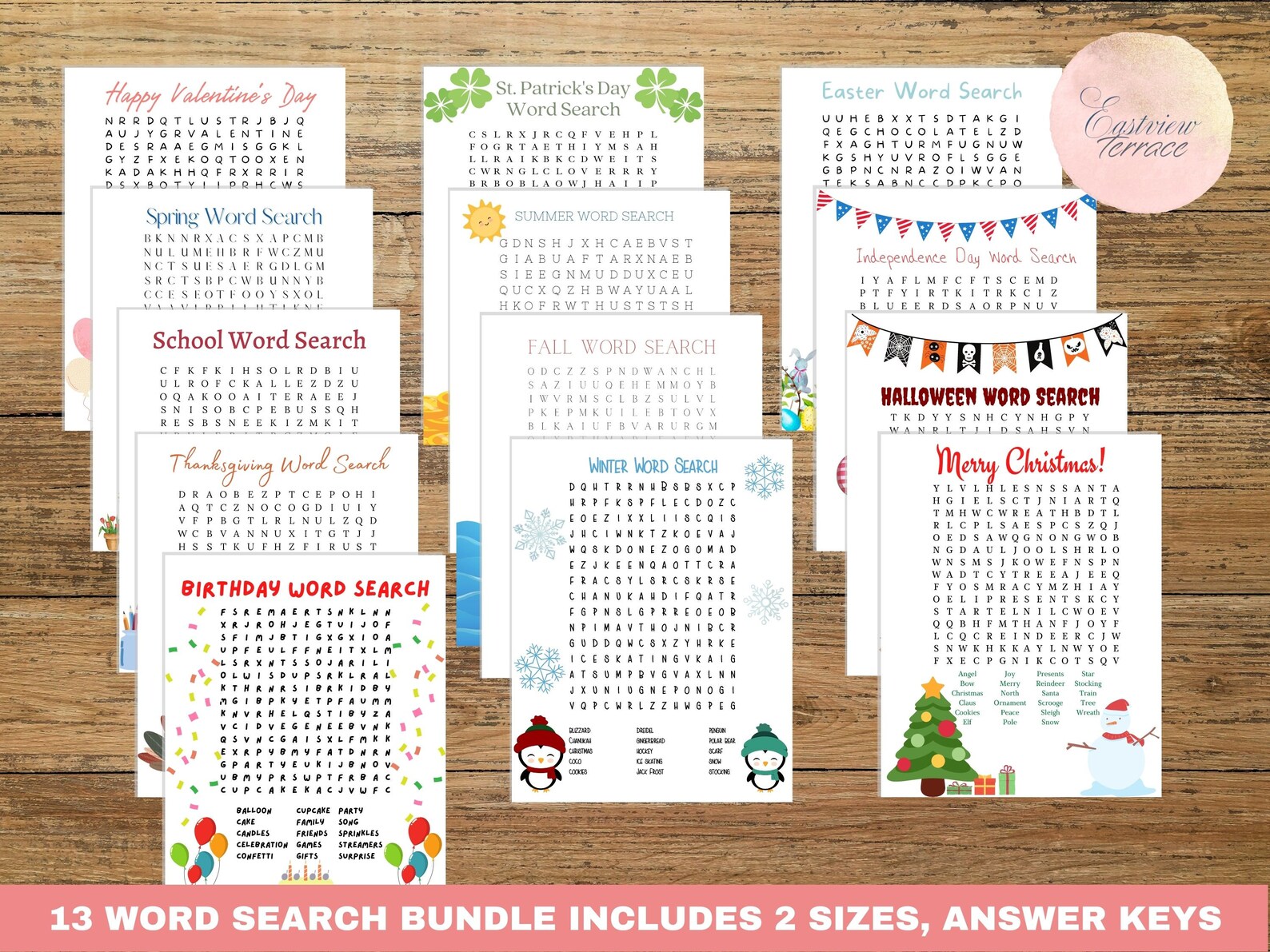 Word Search Bundle, Holiday and Seasonal Word Search Printables, Kids ...