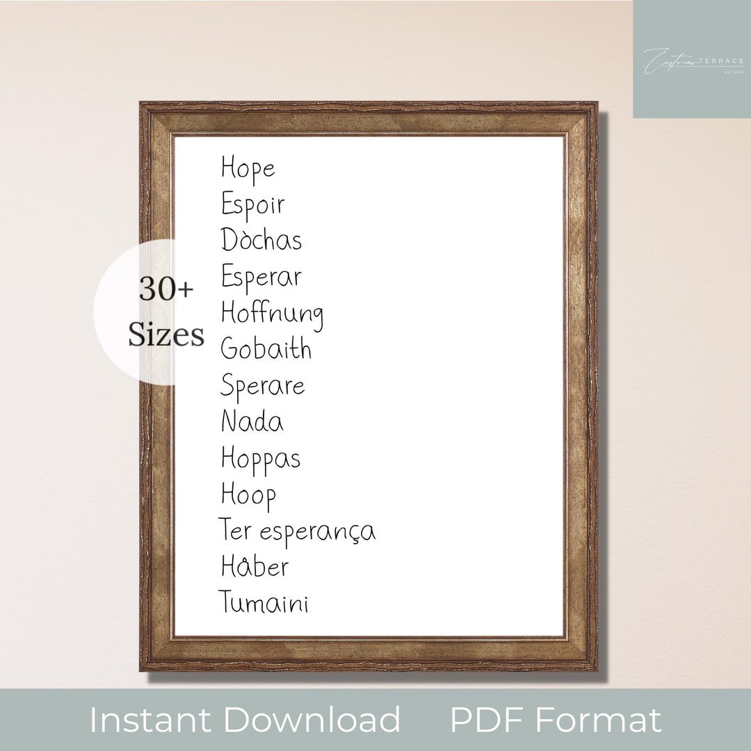 Hope Different Languages, Translation Wall Art - Etsy