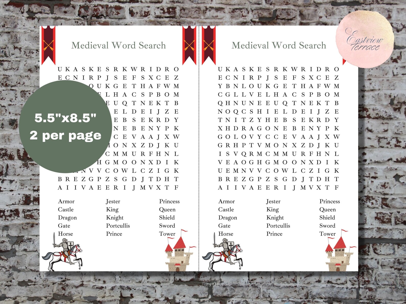 Medieval Word Search Printable, Kids Activity Page, Party Favor, Party ...