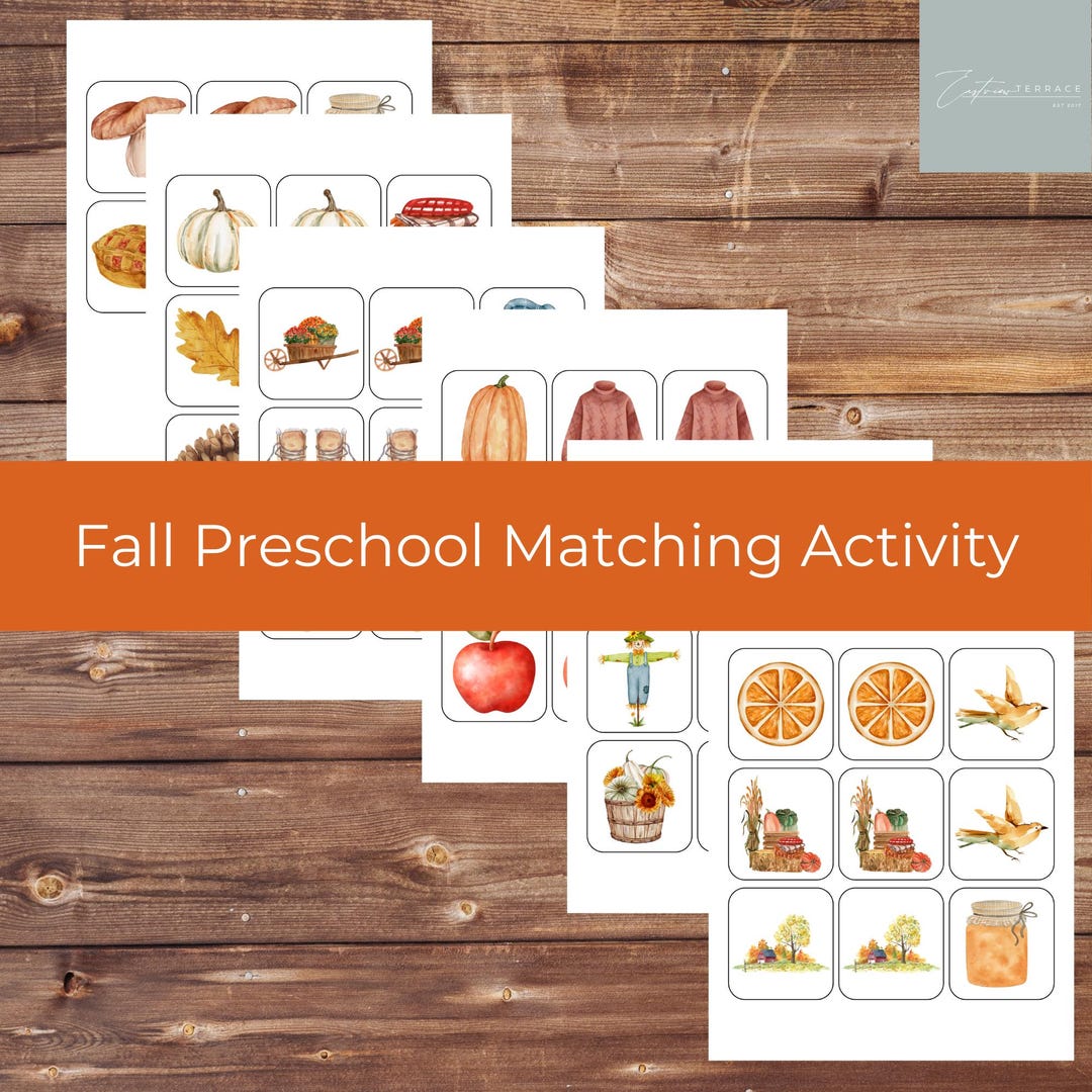Fall Matching Game Bundle, Preschool Autumn Activity, Toddler ...