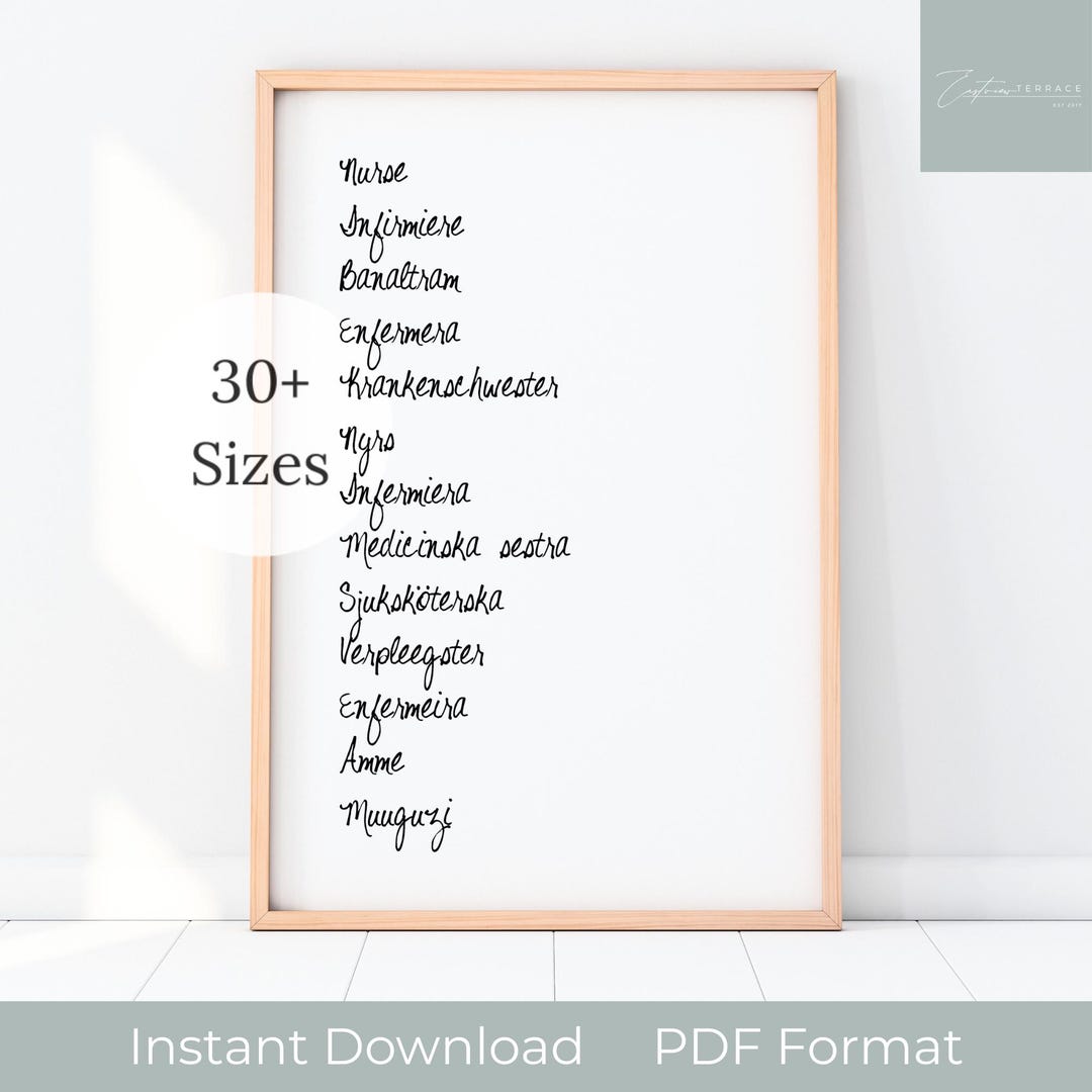 Nurse in Different Languages Print, Nursing Graduation Gift - Etsy