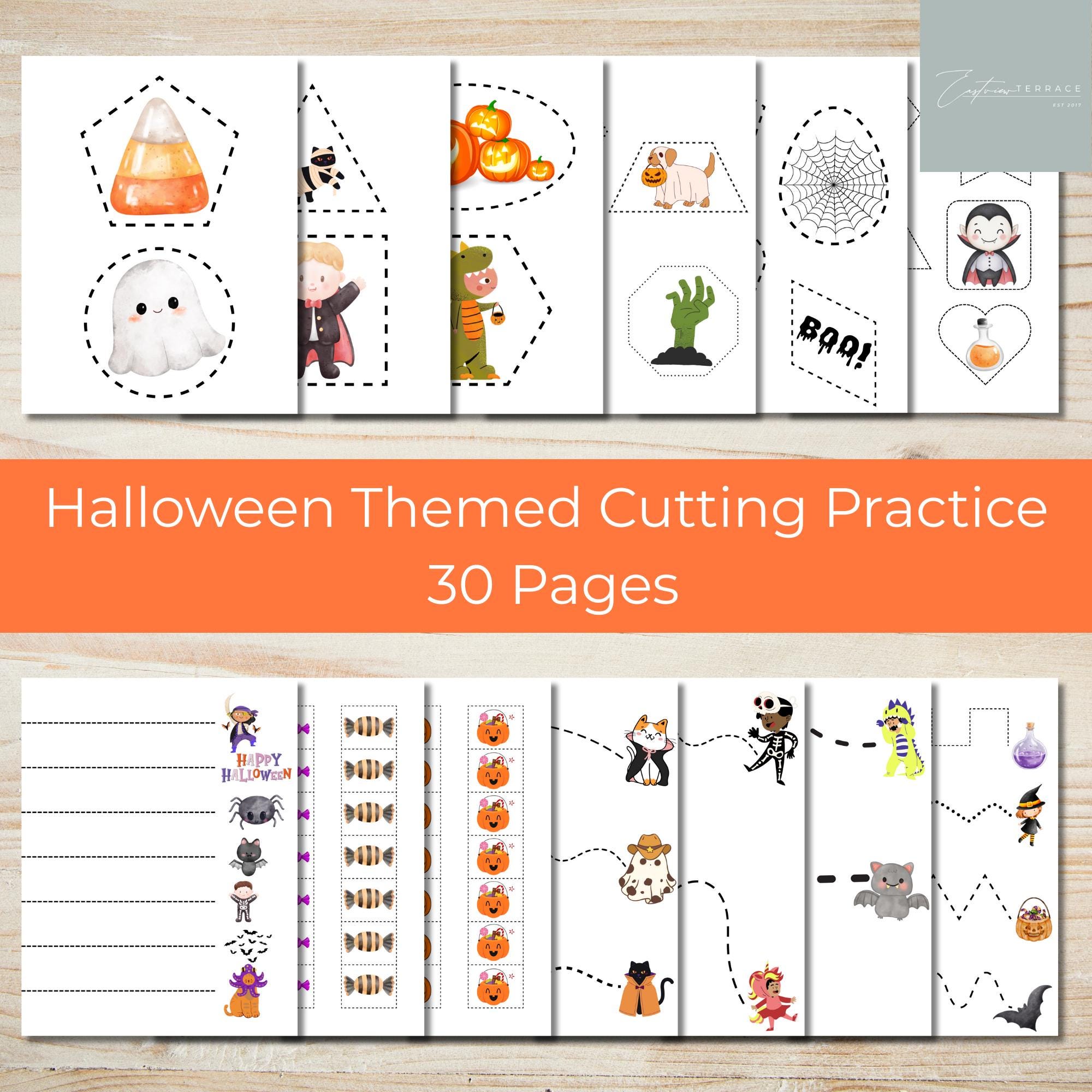 Halloween Cutting Practice, Preschool Motor Skills With Shapes, Lines ...