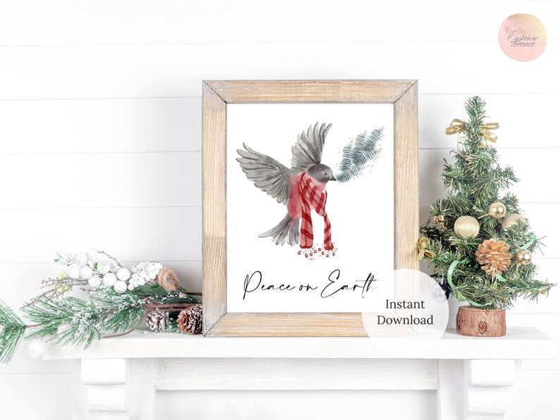 Peace on Earth Digital Print, Christmas Wall Art, Holiday Art - Etsy