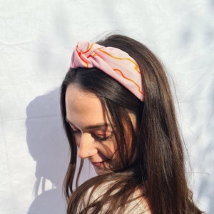 Pink and Neon Orange Squiggle Patterned Handmade Screen Printed Knotted ...