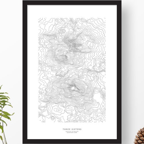 Three Sisters Oregon Topographic Print Contour Map Map - Etsy