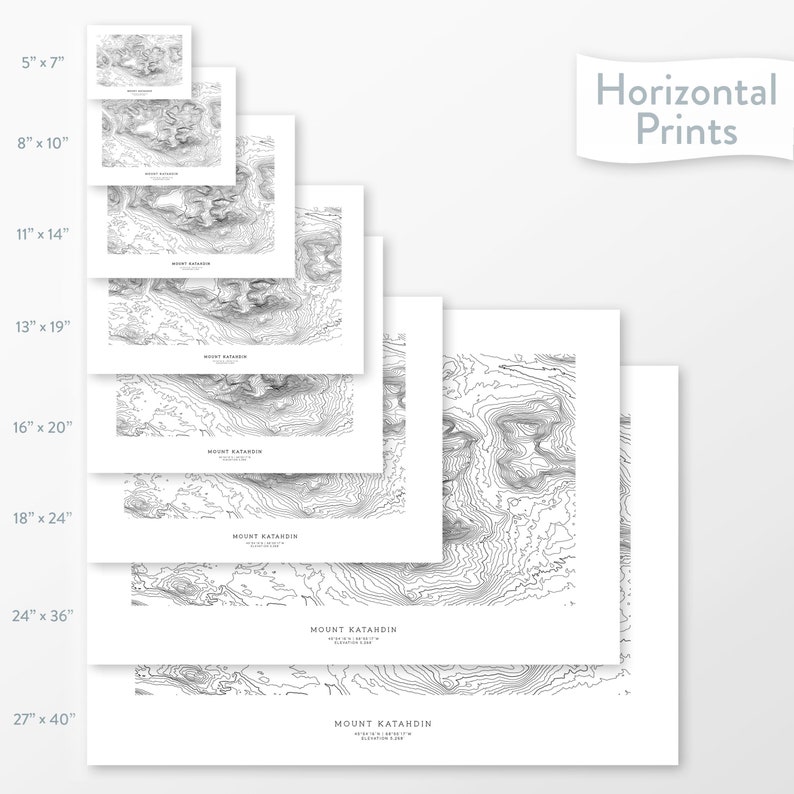 Mount Katahdin, Maine | Topographic Print, Contour Map, Map Art | Home ...