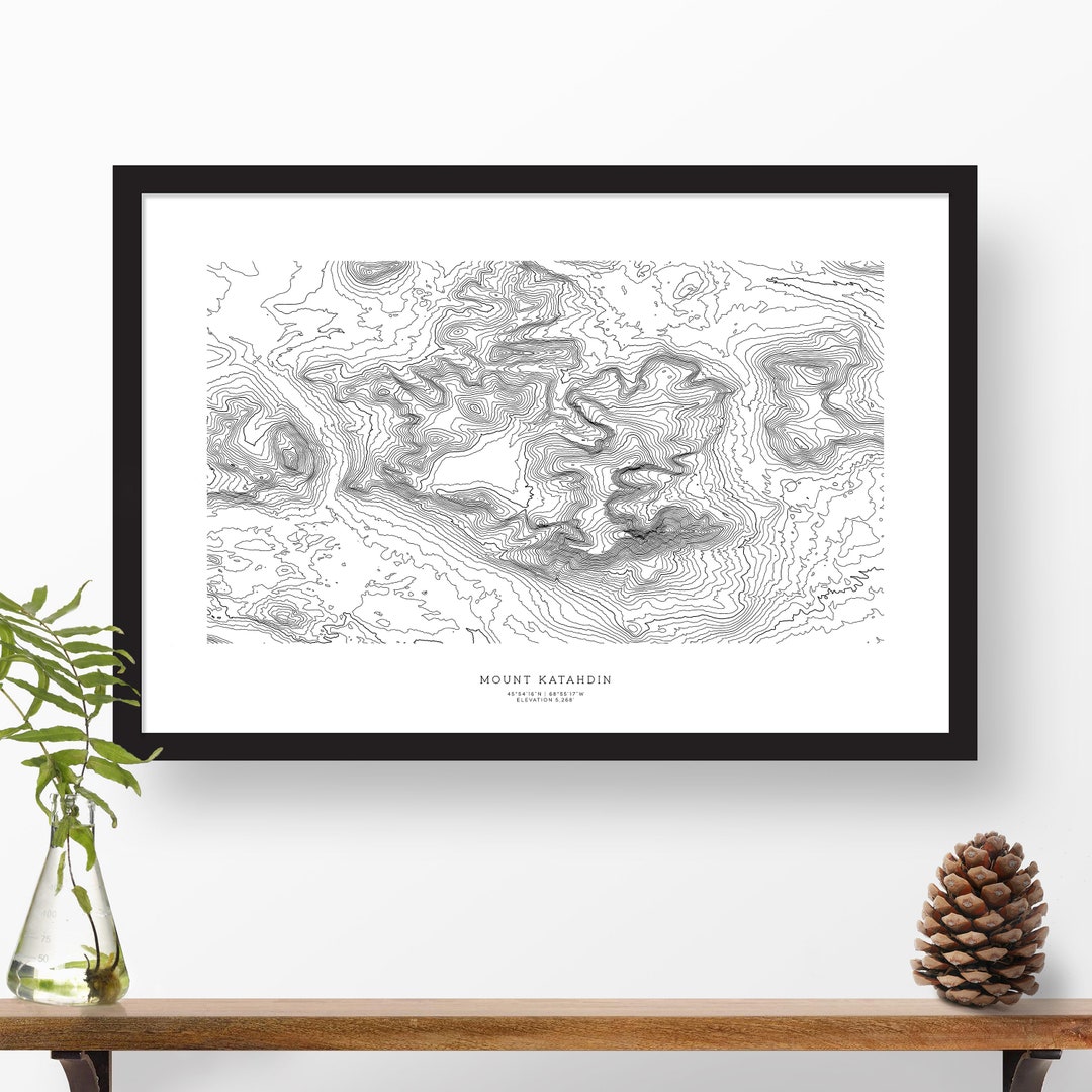 Mount Katahdin, Maine | Topographic Print, Contour Map, Map Art | Home ...