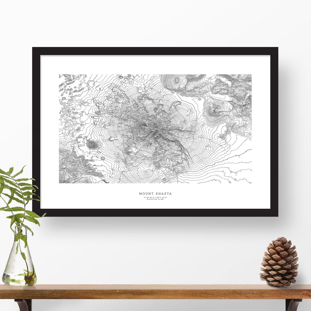 Mount Shasta, California | Topographic Print, Contour Map, Map Art ...