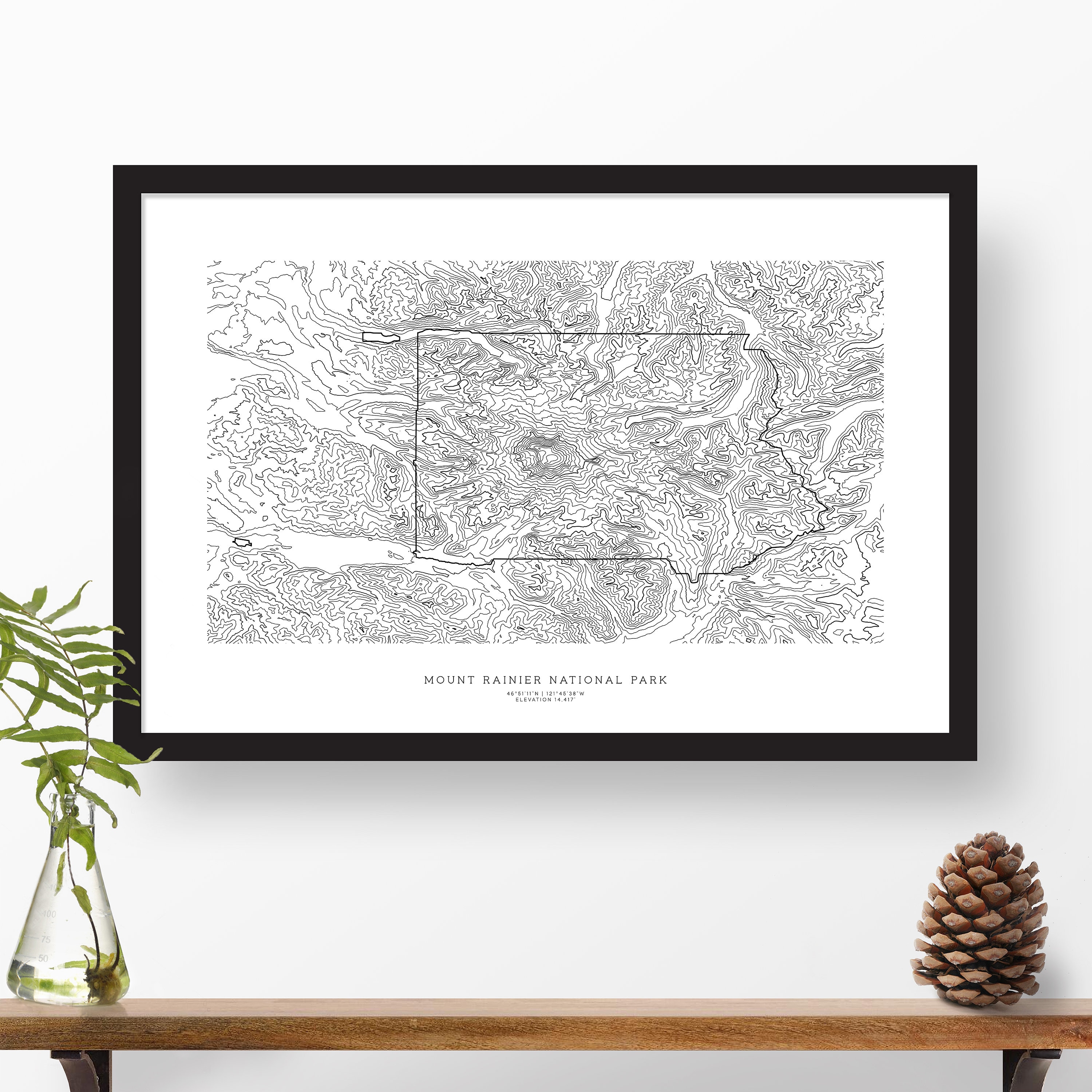Mount Rainier National Park Washington Topographic Print | Etsy