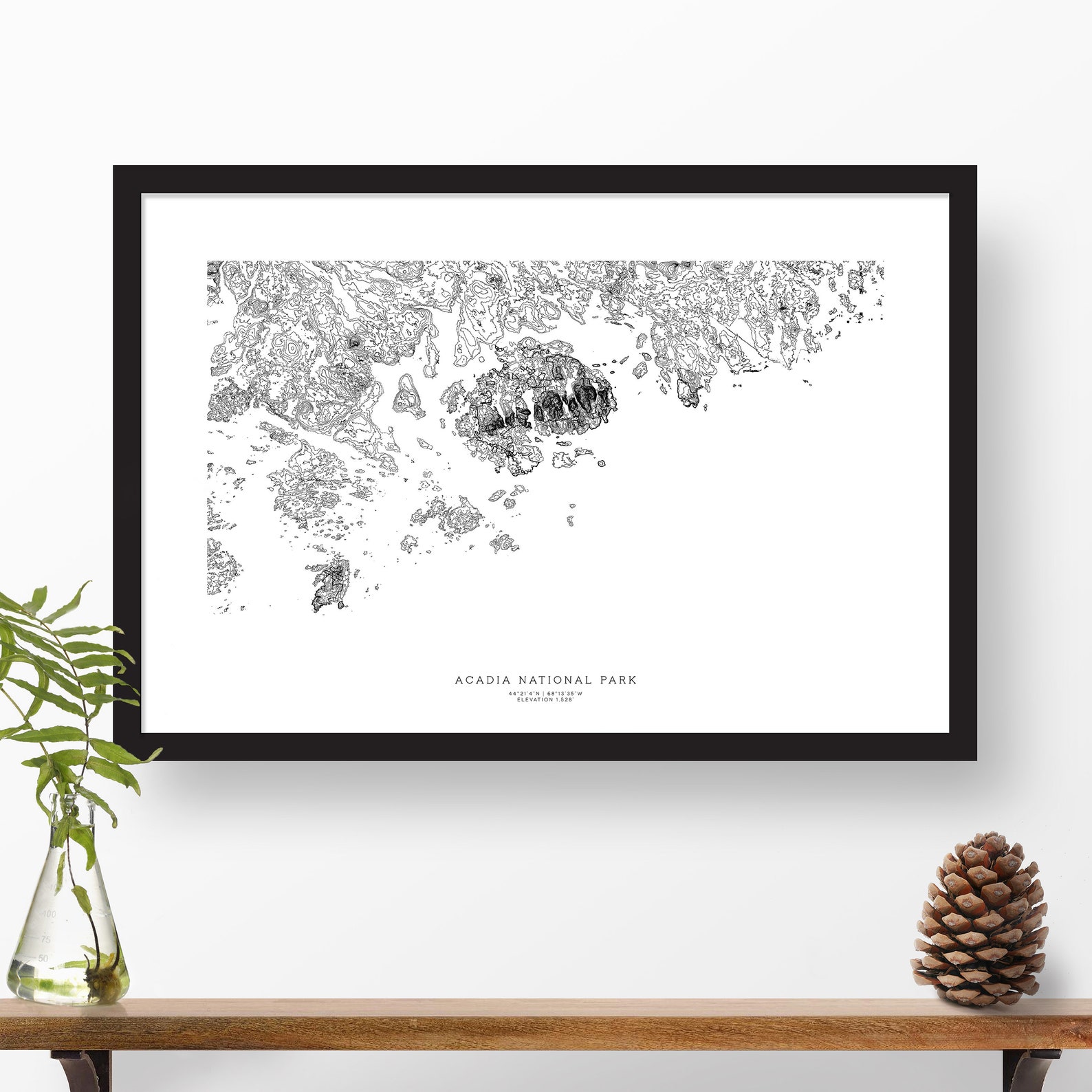 Acadia National Park, Maine Topographic Print, Contour Map, Map Art ...
