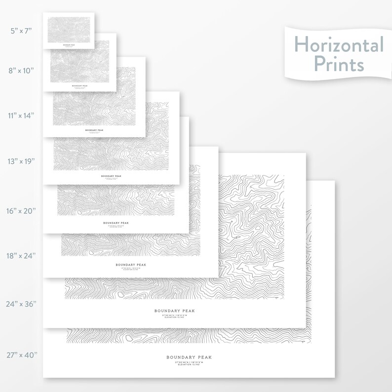 Boundary Peak, Nevada | Topographic Print, Contour Map, Map Art | Home ...