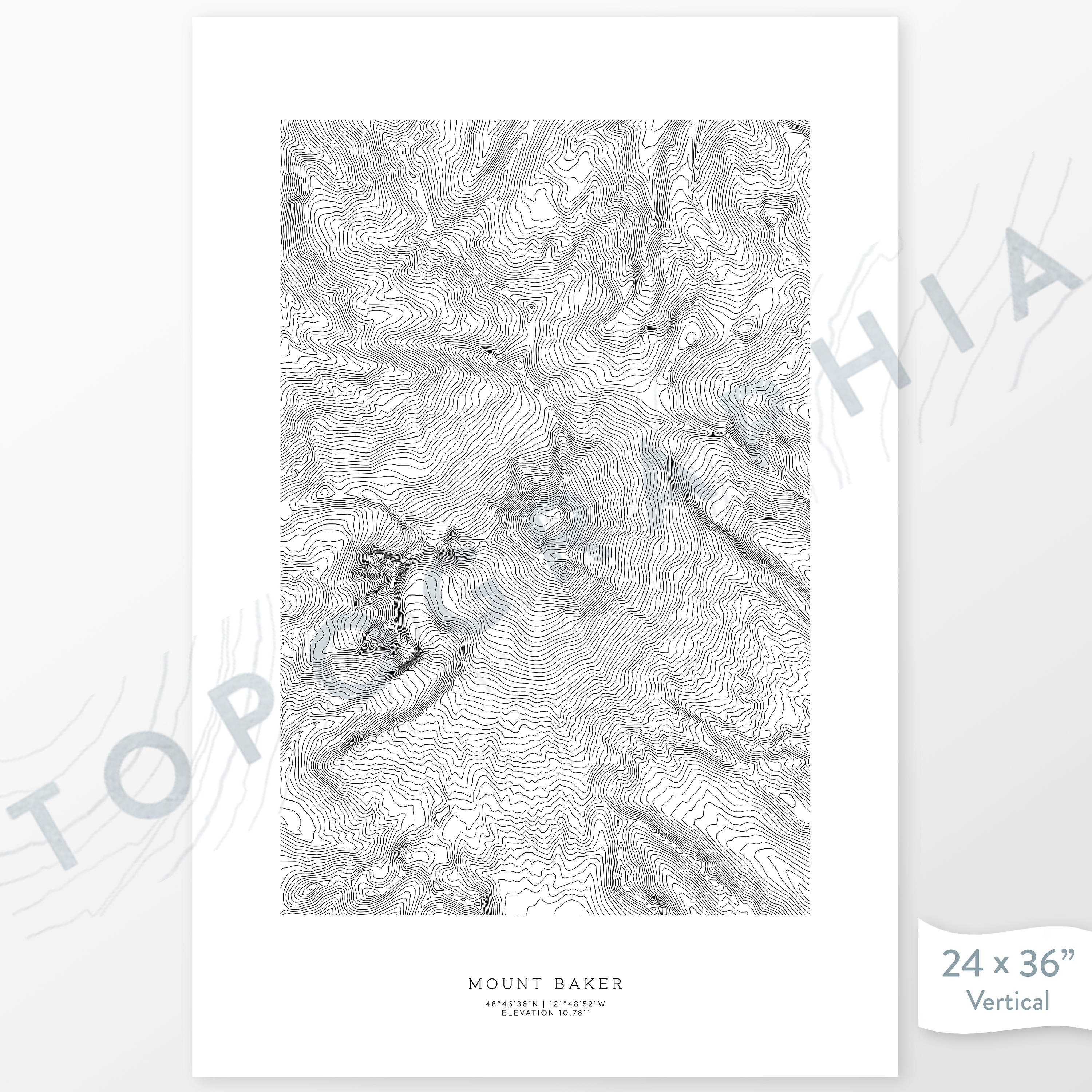 Mount Baker Washington Topographic Print Contour Map Map - Etsy