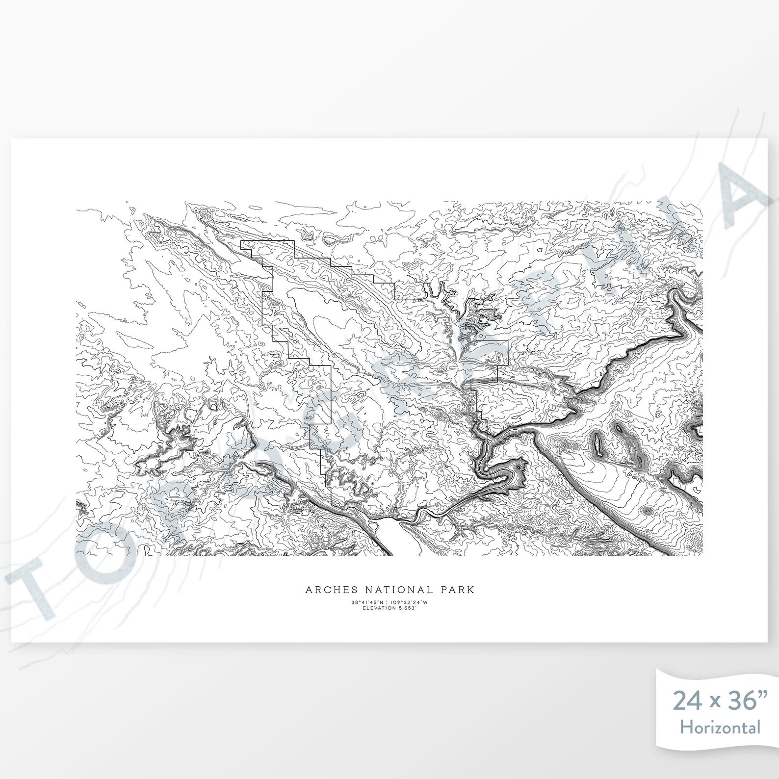 Arches National Park Utah Topographic Print Contour Map - Etsy