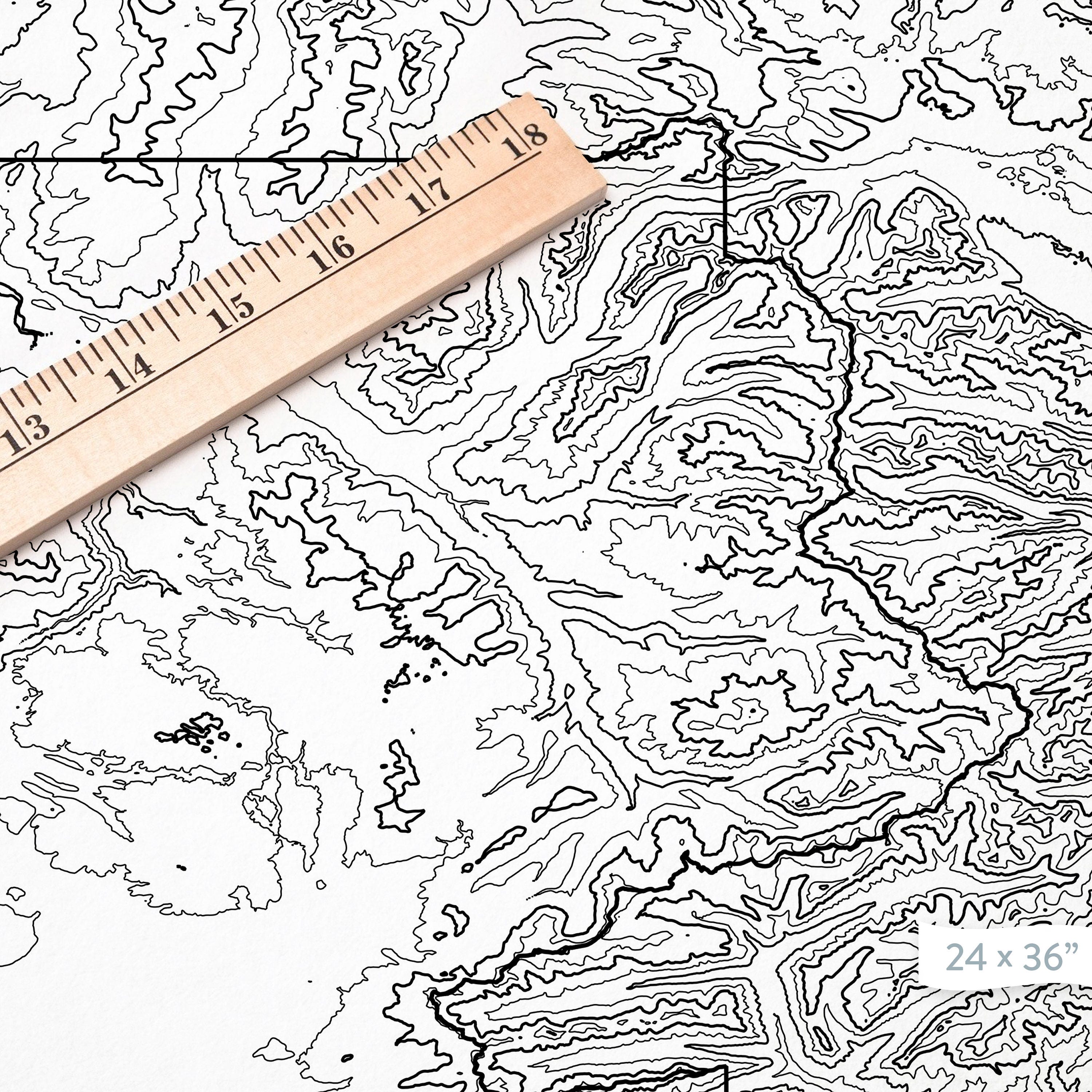 Yellowstone National Park, Wyoming | Topographic Print, Contour Map ...