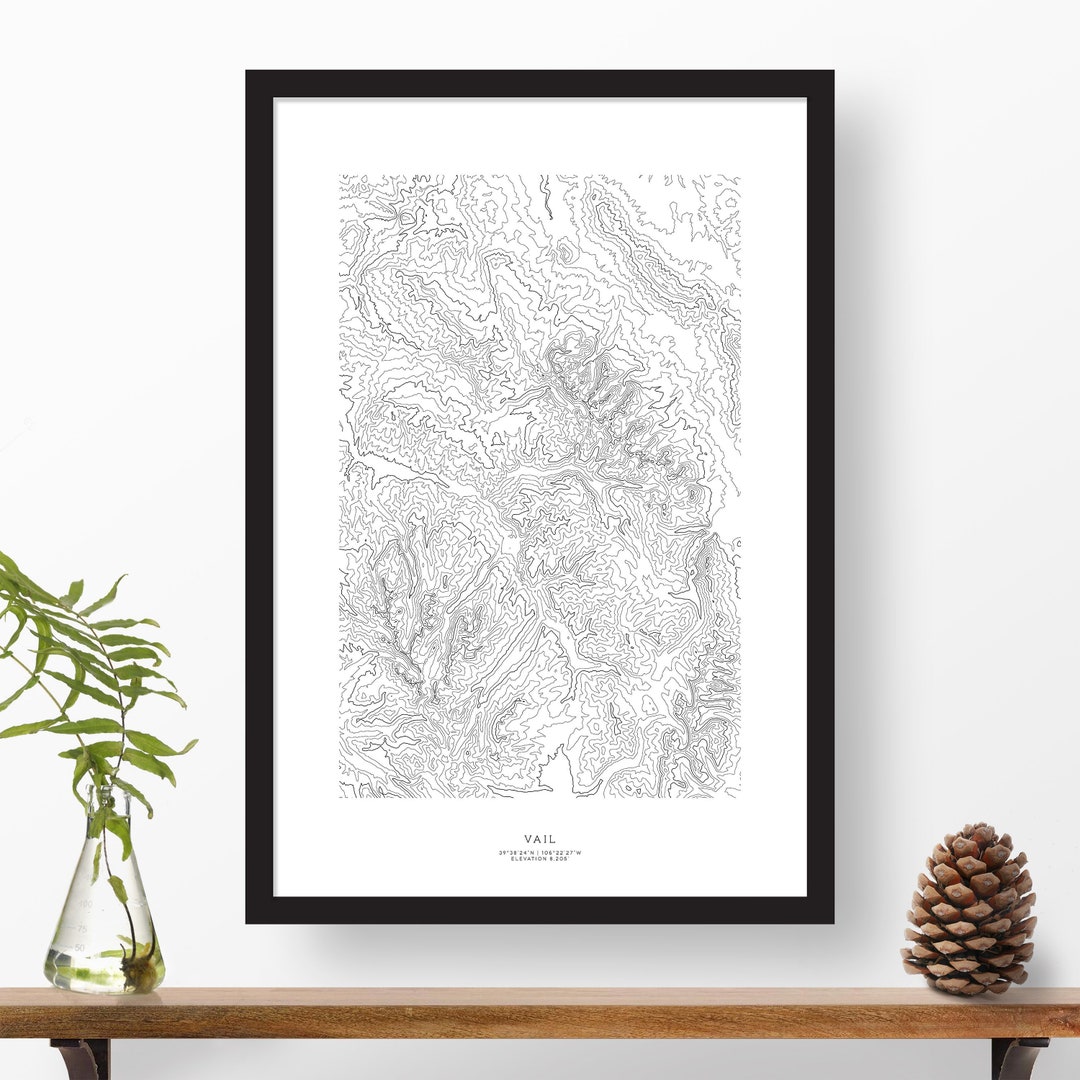 Vail, Colorado | Topography, Topographic Print, Contour Map, Map Art ...