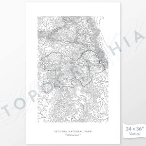 Sequoia National Park, California | Topographic Print, Contour Map, Map ...