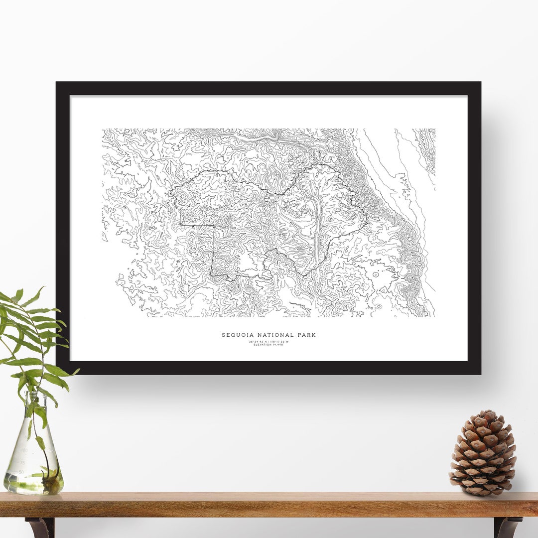 Sequoia National Park, California | Topographic Print, Contour Map, Map ...