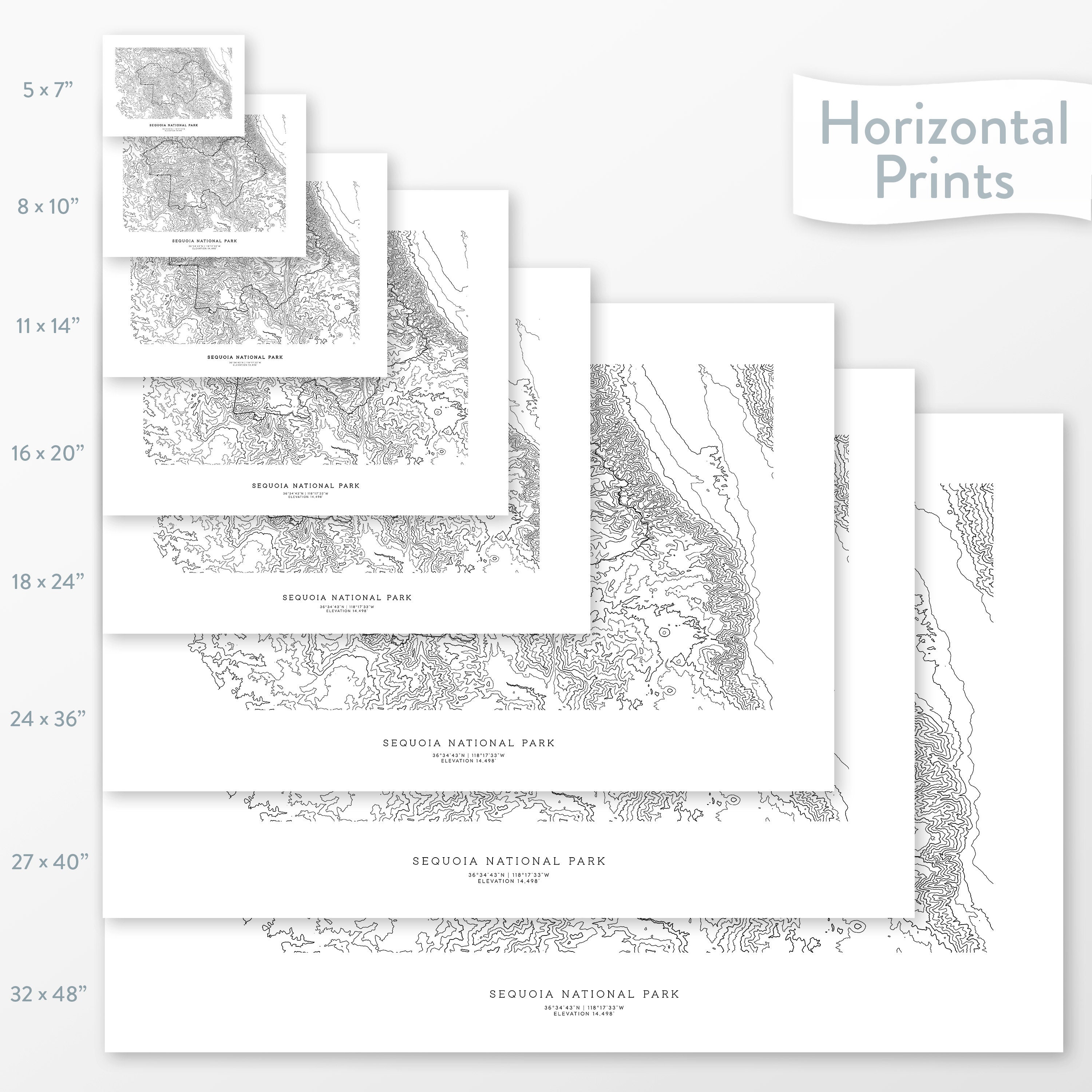 Sequoia National Park, California | Topographic Print, Contour Map, Map ...