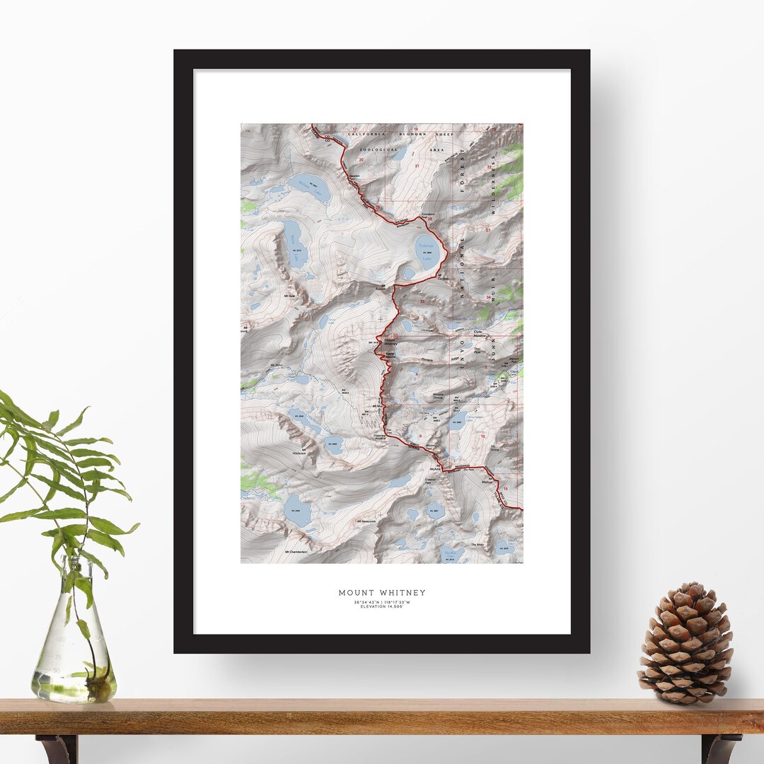 Mount Whitney, California | USGS Topographic Print Map Art in Color ...