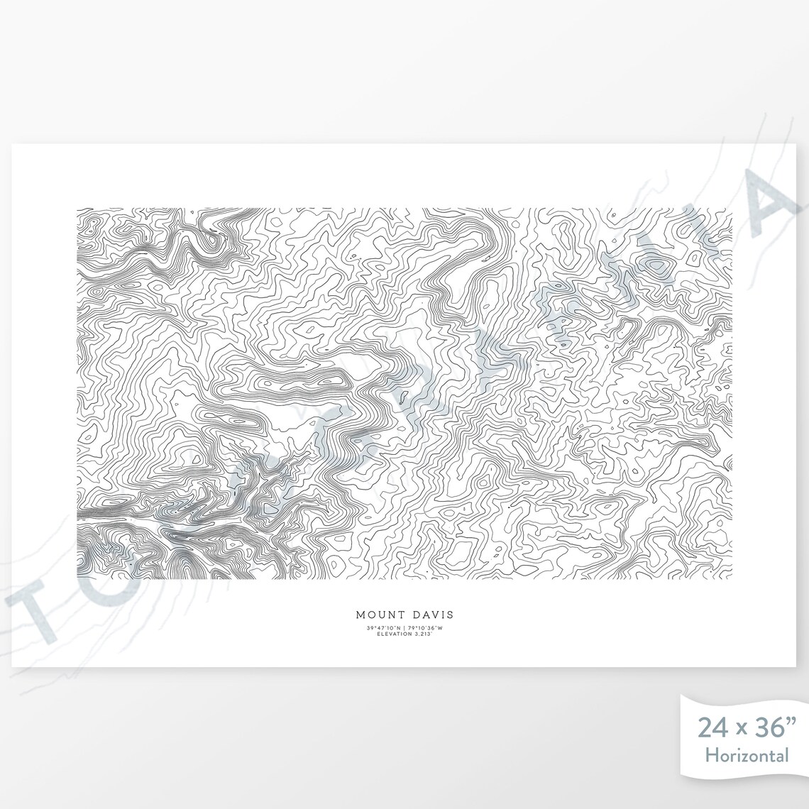 Mount Davis, Pennsylvania | Topographic Print, Contour Map, Map Art ...