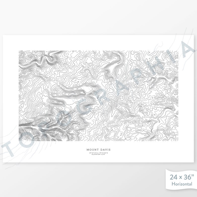 Mount Davis Pennsylvania Topographic Print Contour Map - Etsy