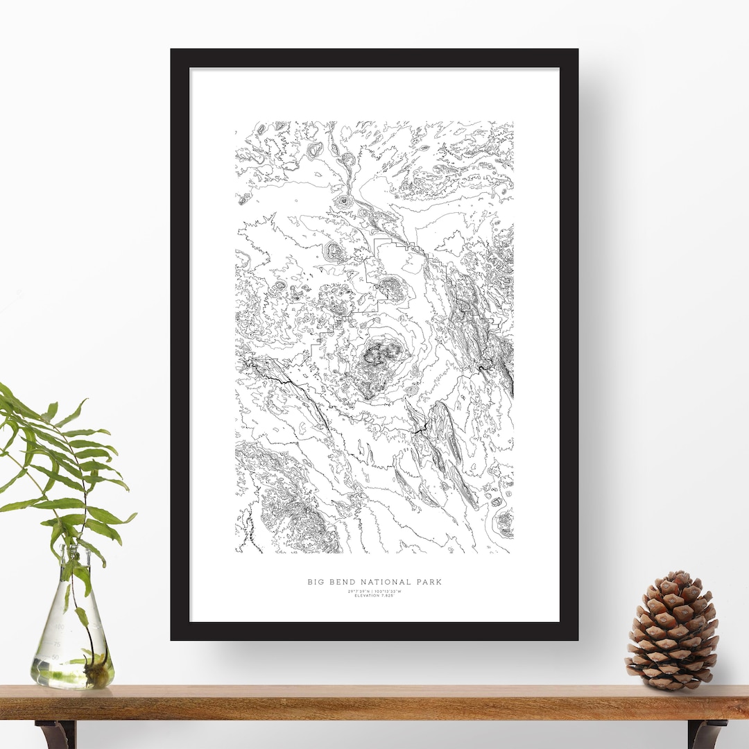 Big Bend National Park, Texas | Topographic Print, Contour Map, Map Art ...