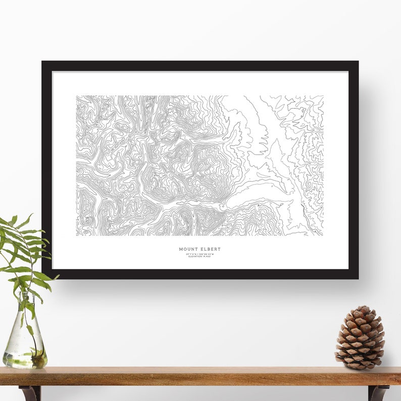 Mount Elbert, Colorado | Topographic Print, Contour Map, Map Art | Home ...