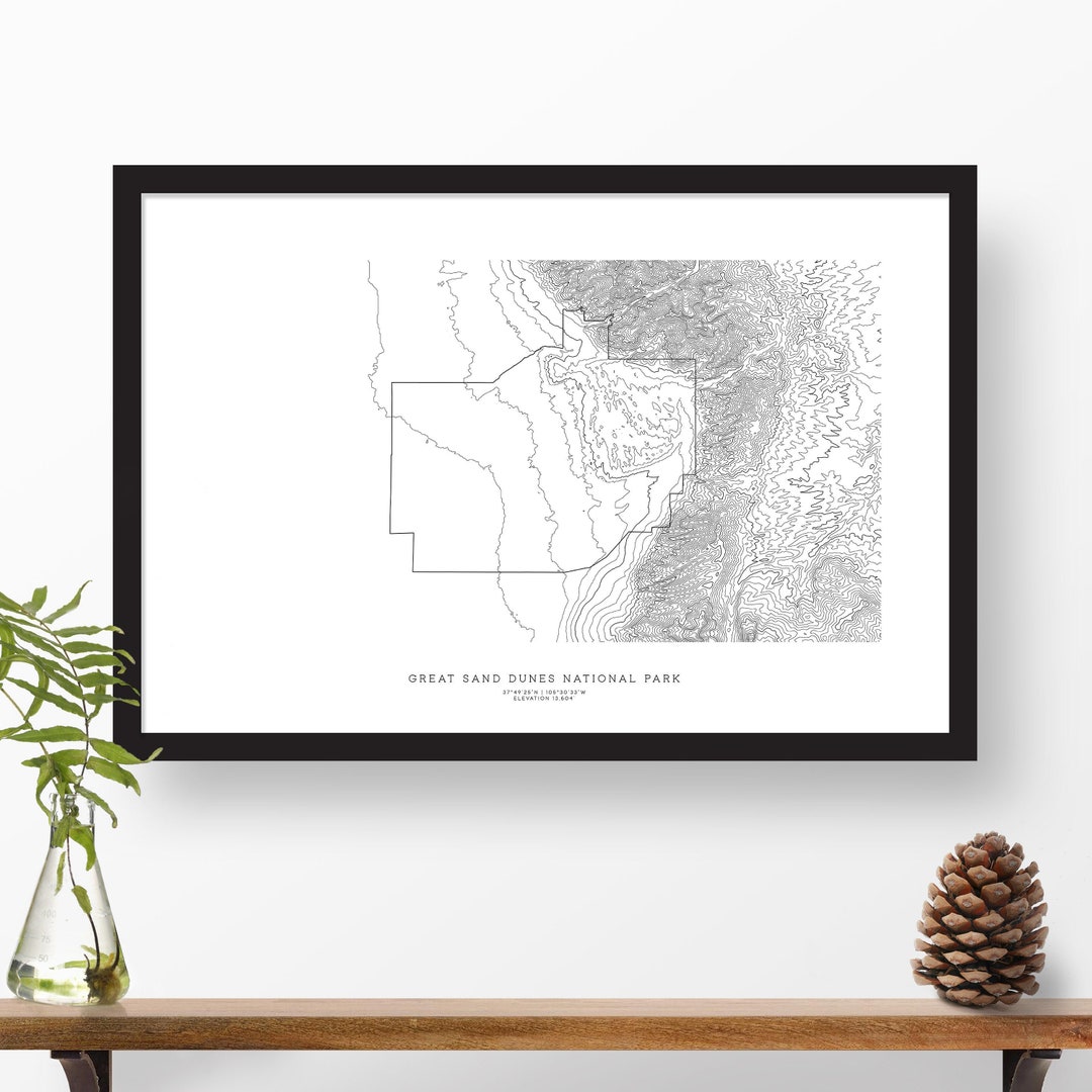 Great Sand Dunes National Park, Colorado Topographic Print, Contour Map ...