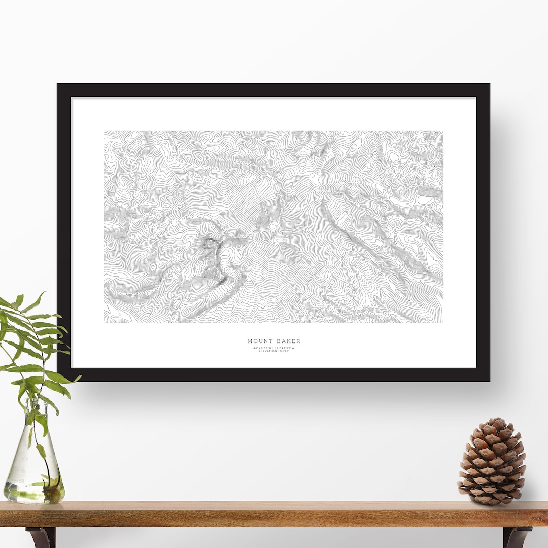 Mount Baker, Washington | Topographic Print, Contour Map, Map Art ...