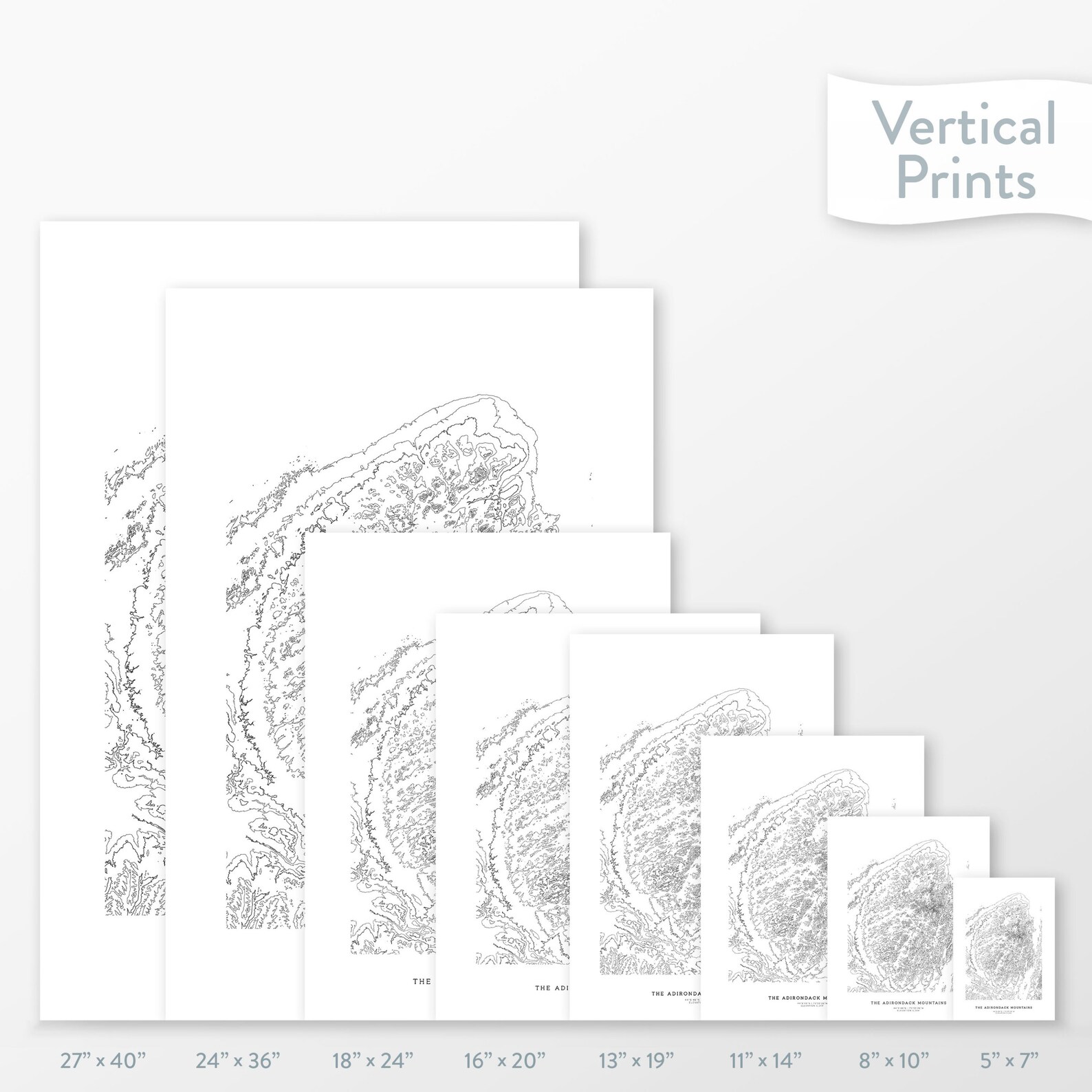 Adirondack Mountains, New York | Topographic Print, Contour Map, Map ...